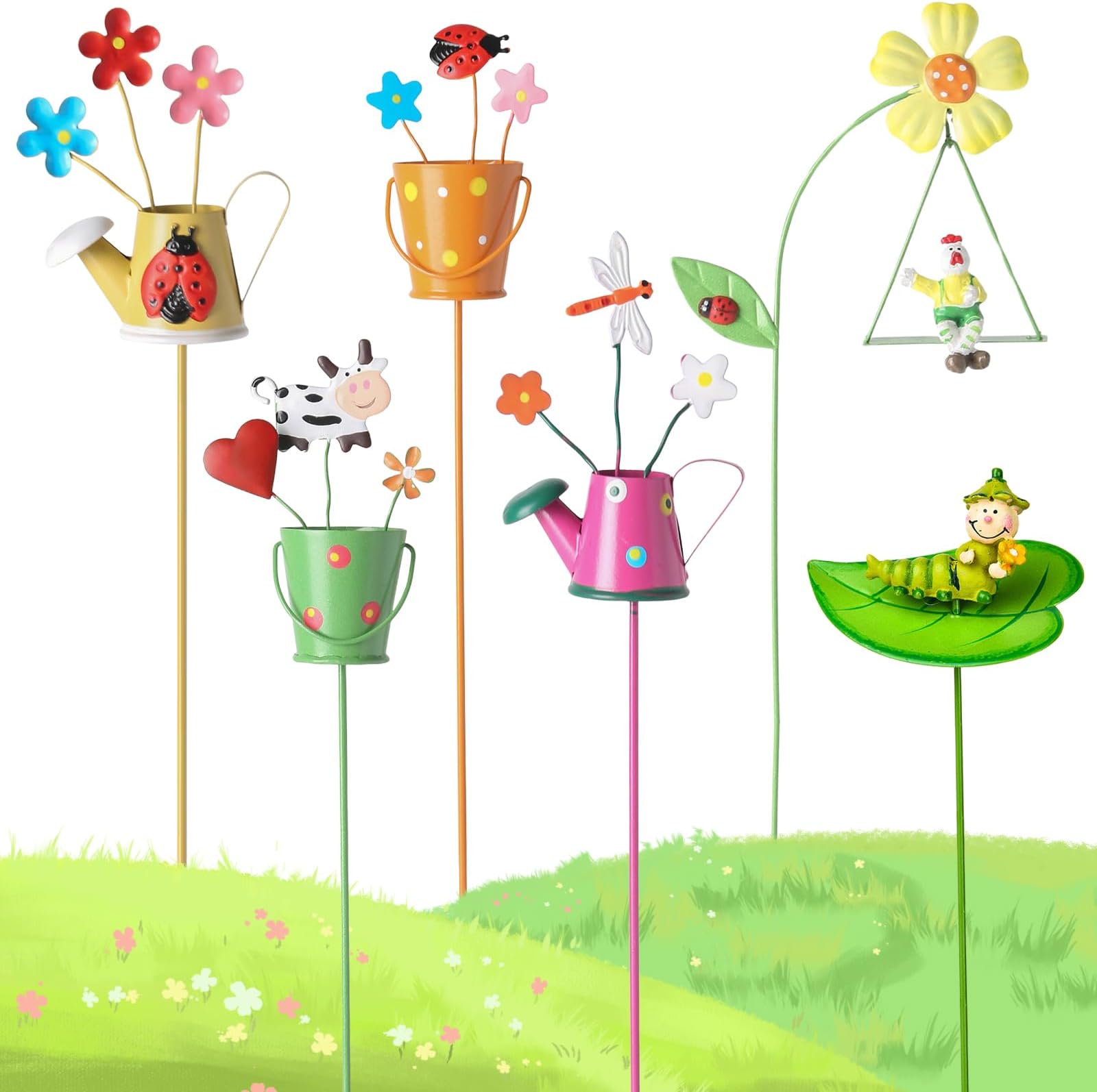 Amazon.com: 10Pcs Bee Garden Stakes Decor Metal Yard Art Ornaments ...