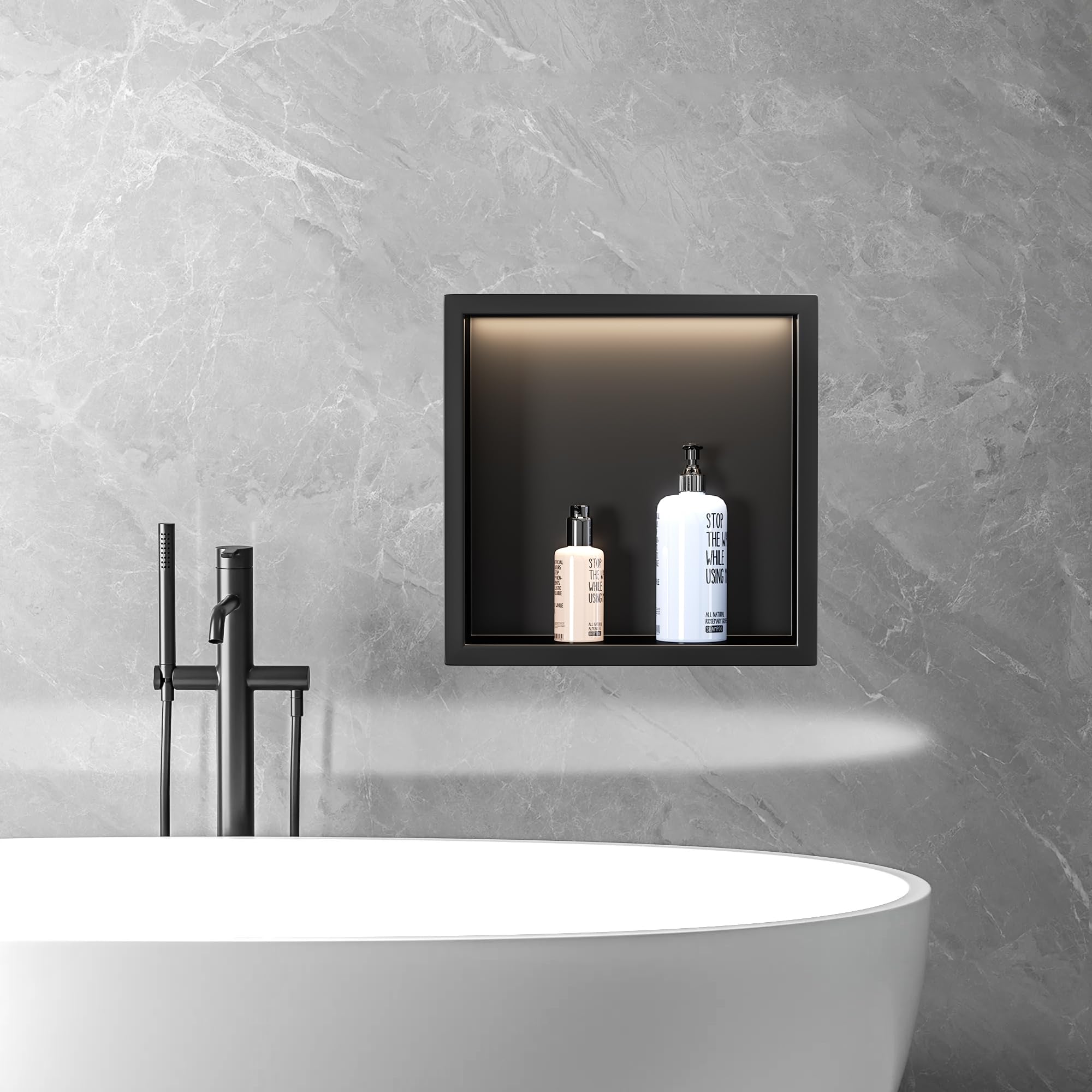 Neodrain Shower Niche, 12"X12" Matte Black Wall Niche, Stainless Steel ...