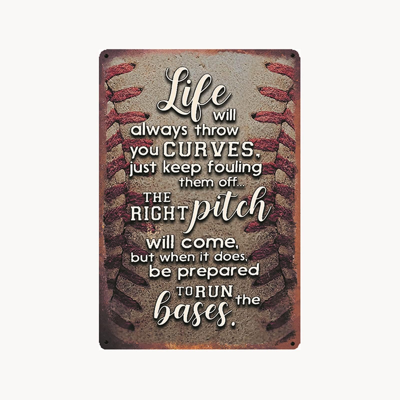 Amazon.com: Retro Baseball Tin Sign Vintage Baseball Decor for Boys ...