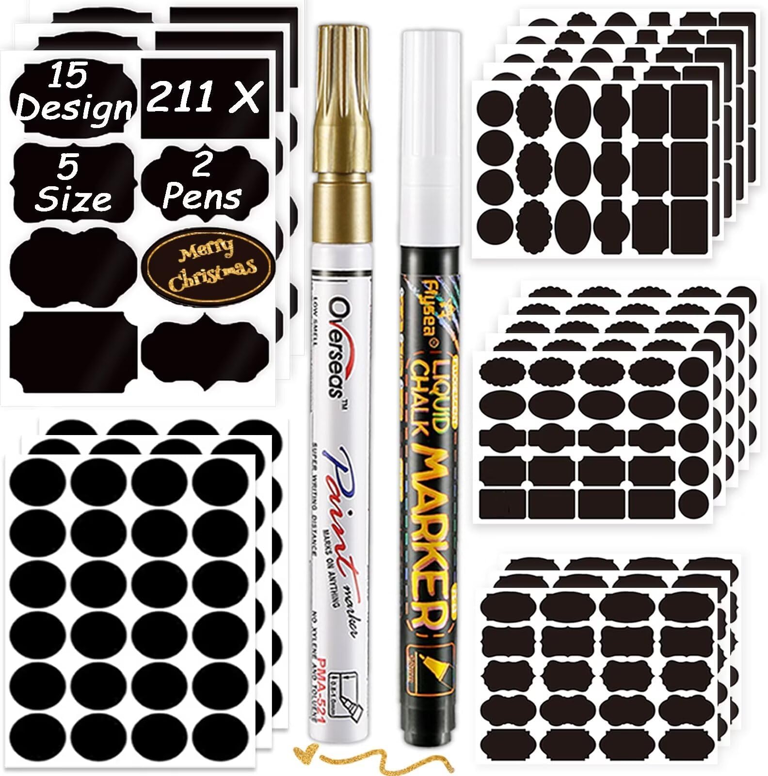 DZSEE®Chalkboard Labels, 211pcs +2 Waterproof Reusable Blackboard ...