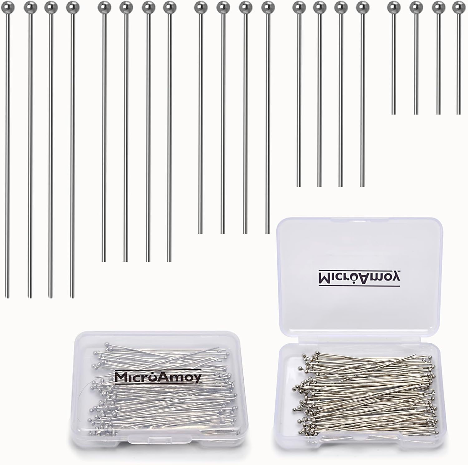 Amazon.com: MICROAMOY 260pcs Silver Filled Ball Head Pins Non Tarnish ...