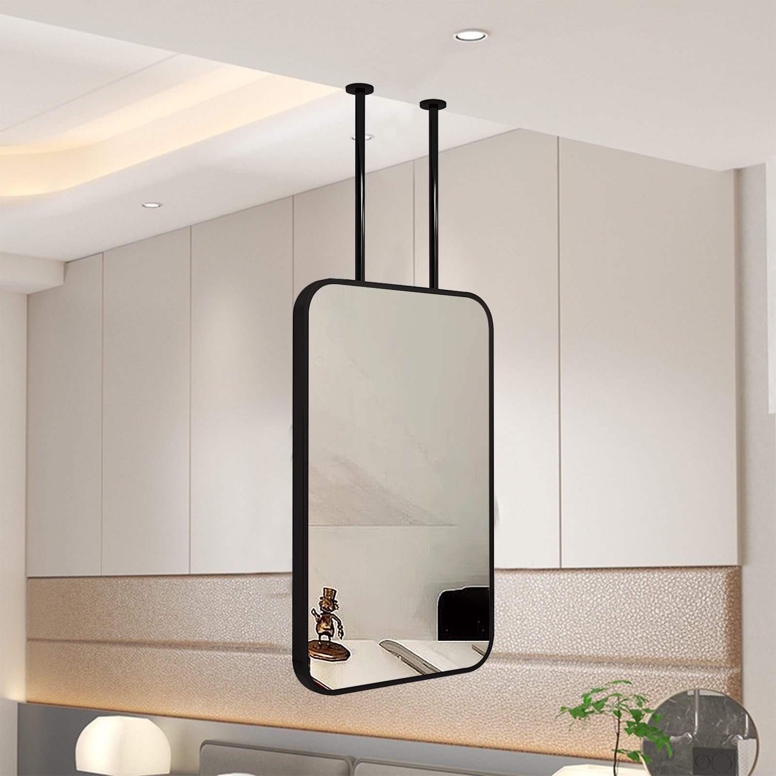 Amazon.com: Ceiling Hanging Mirror, Floating Bathroom Vanity Mirror ...