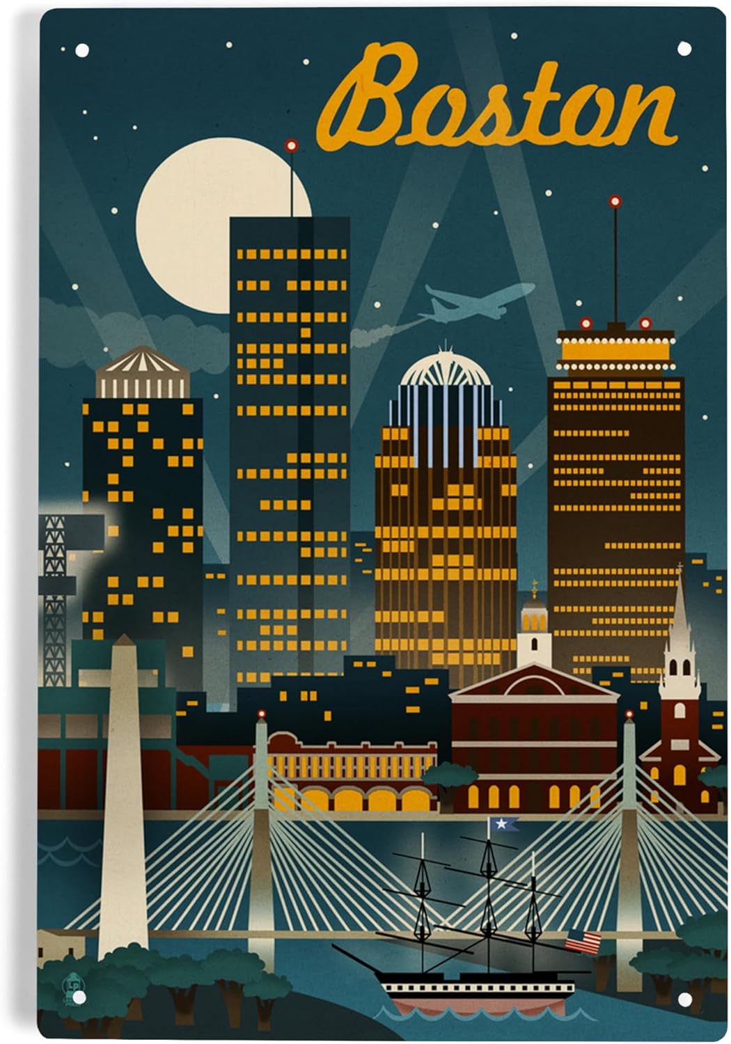 Amazon.com: Lantern Press 6x9 Inch Metal Sign, Boston, Massachusetts ...