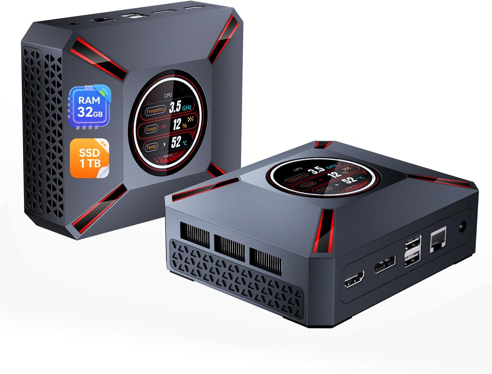 Amazon.com: LED Display Mini PC, Intel Core i9-12900HK (up to 5.0GHz ...