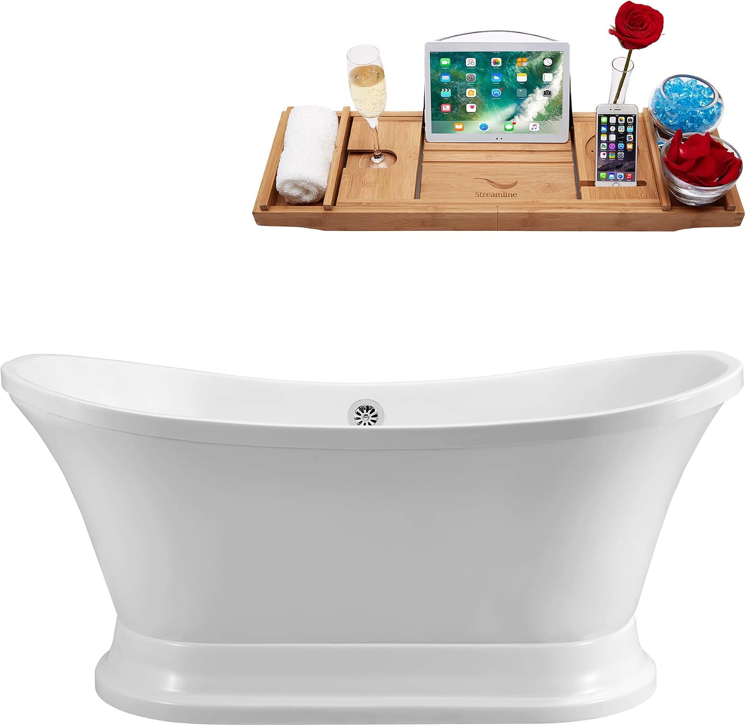 Streamline 60" Freestanding Soaking Bathtub – Glossy Blue Acrylic Tub ...