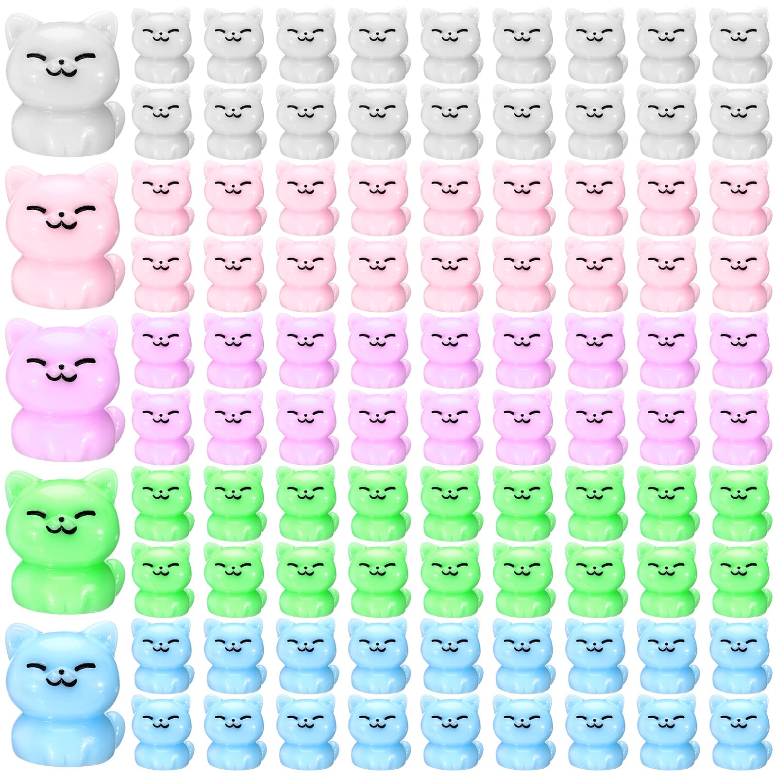 Amazon.com: Blueweenly 100 Pcs Miniature Cat Figurines Mini Resin Cat ...
