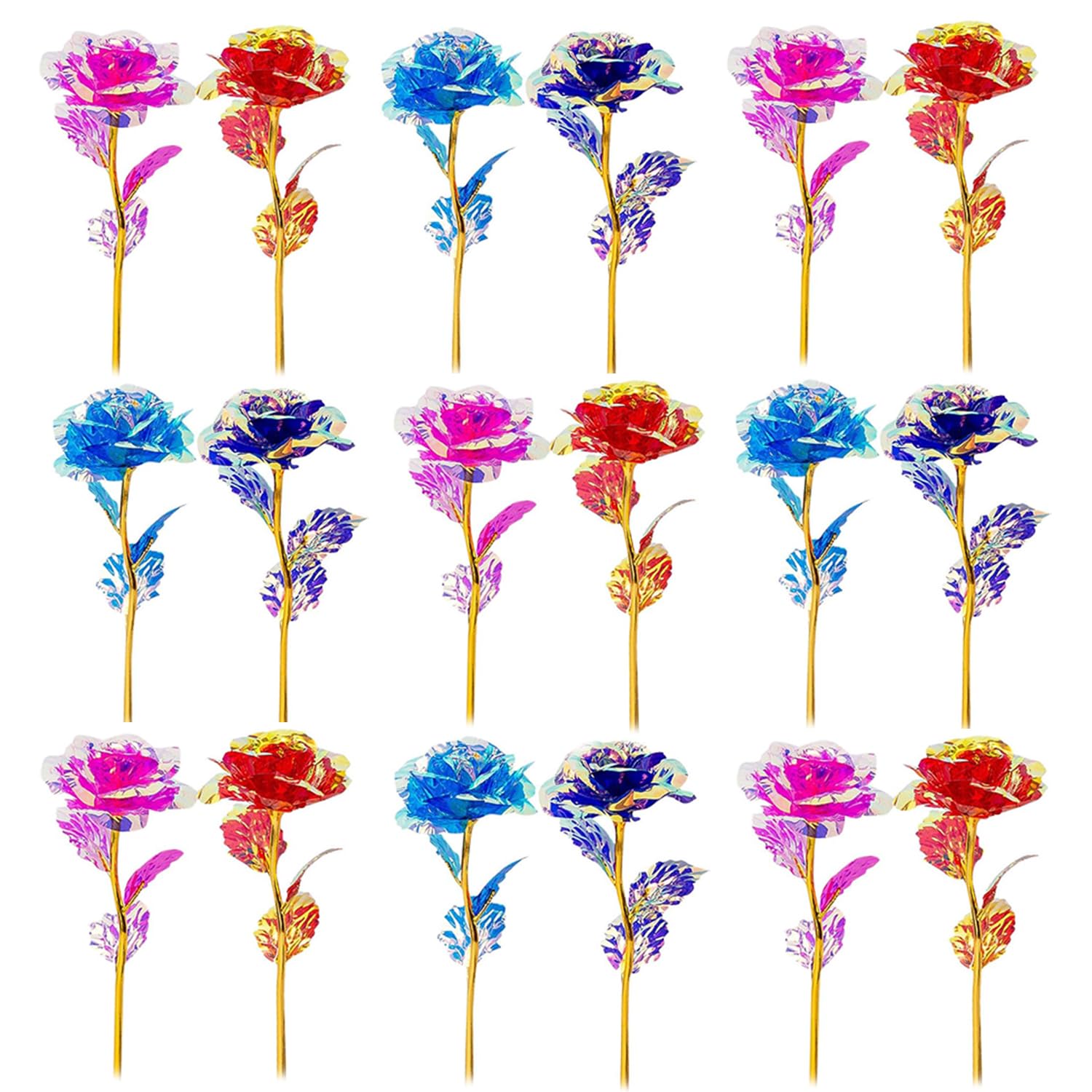 Amazon.com: 20PCS Small Artificial Colorful Rose Flowers Galaxy Rose ...