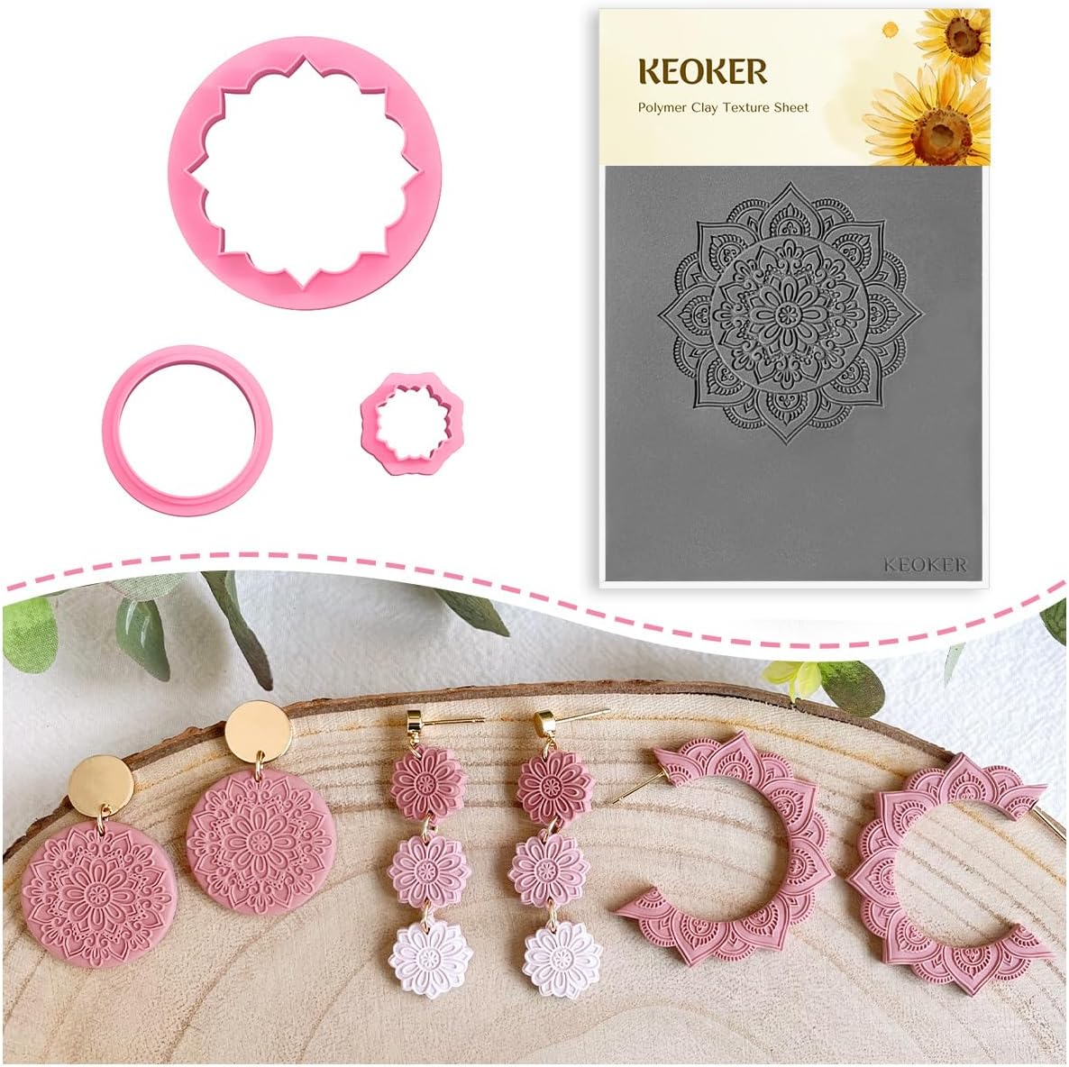 Amazon.com: KEOKER Mandala Polymer Clay Cutters and Texture Mats - 3 ...