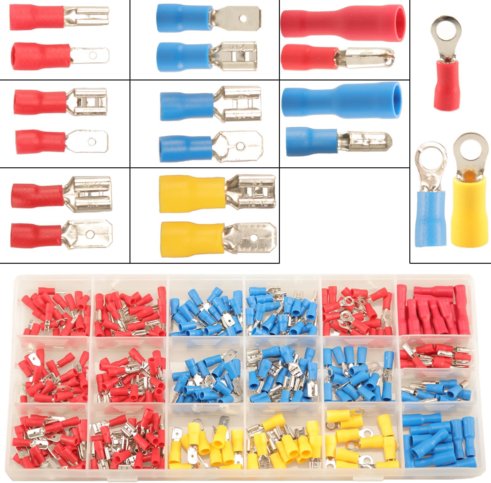 Amazon.com: yueton 100pcs Female Fully Insulated Wire Crimp Terminal ...