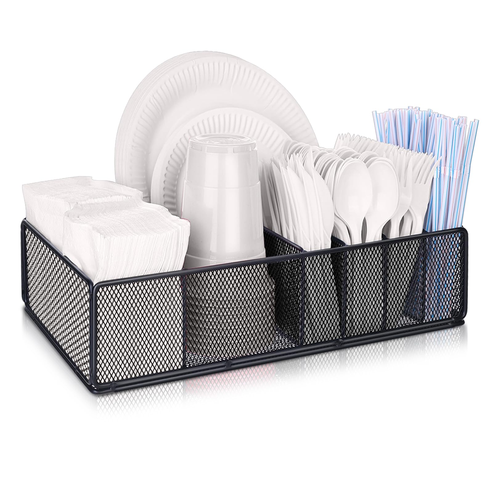 Amazon.com - Paper Plate Organizer Silverware Caddy with 7 Compartments ...