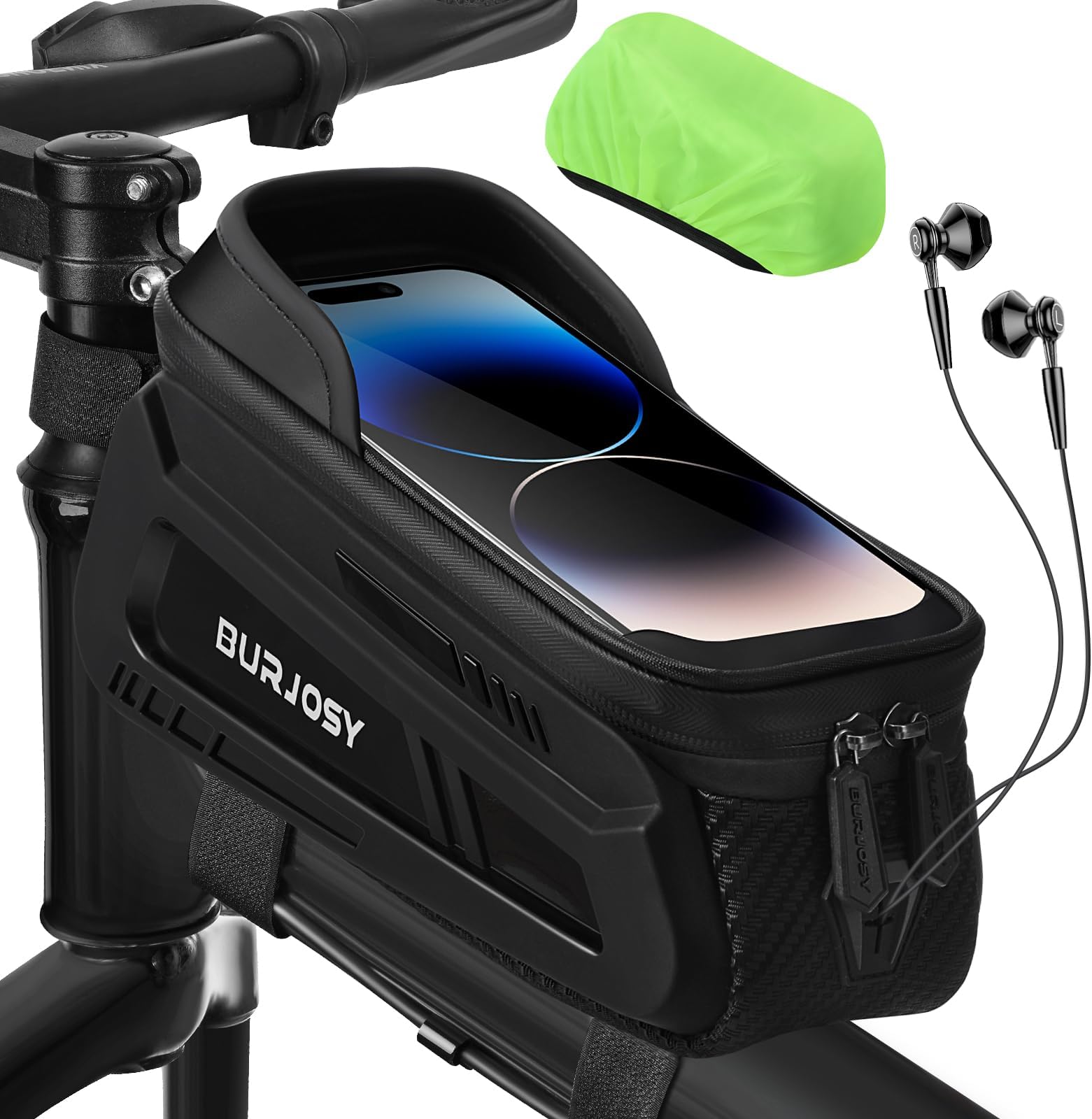 Amazon.com: Burjosy Bike Phone Front Frame Bag, Waterproof Bike Phone ...