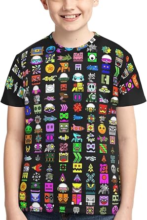 Amazon.com: LojAx Geometry Dash Boy T-Shirt Quick Dry Breathable ...