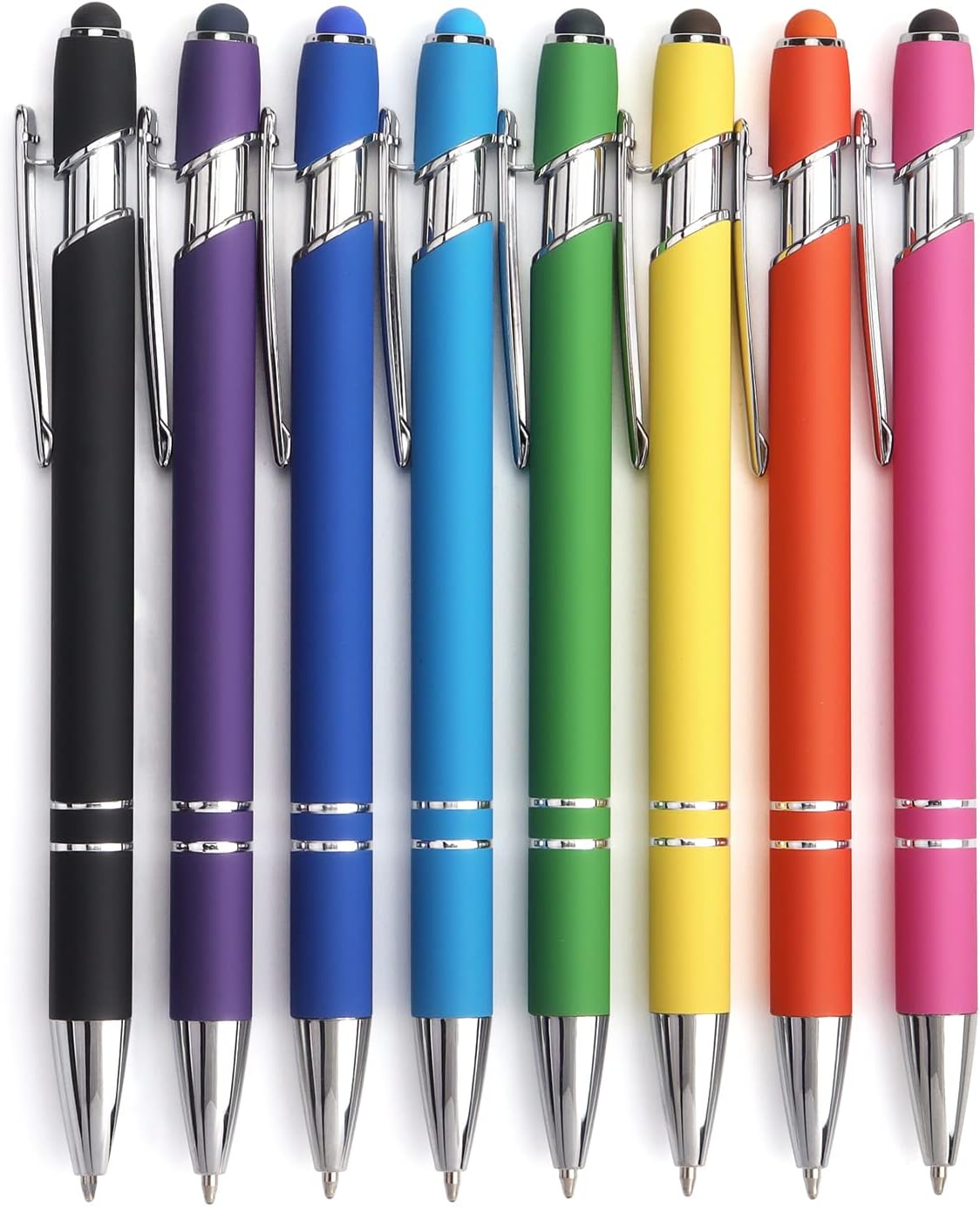 8 Pack Ballpoint Pen 2-in-1 Stylus Retractable Ballpoint Pen with ...