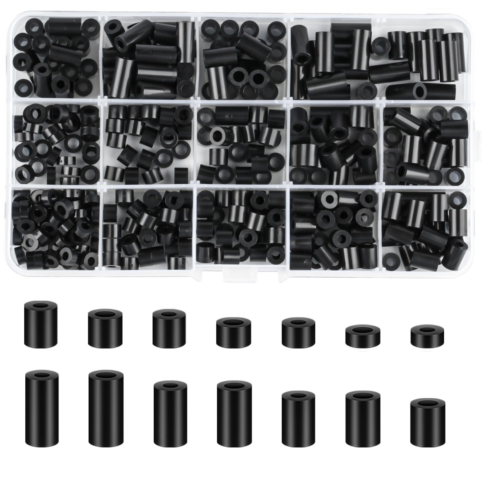 360 Pcs Nylo360 Pcs Nylon Plastic Spacers, Black Nylon BS Round Spacer ...