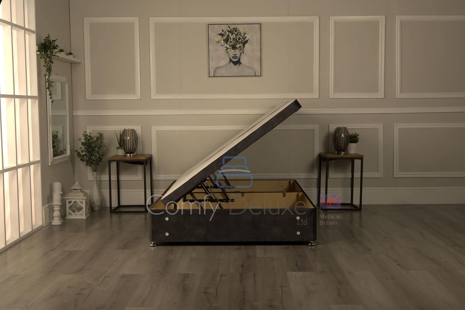 Comfy Deluxe LTD Ottoman Divan Bed Side Lift Open In Coniston Velvet ...