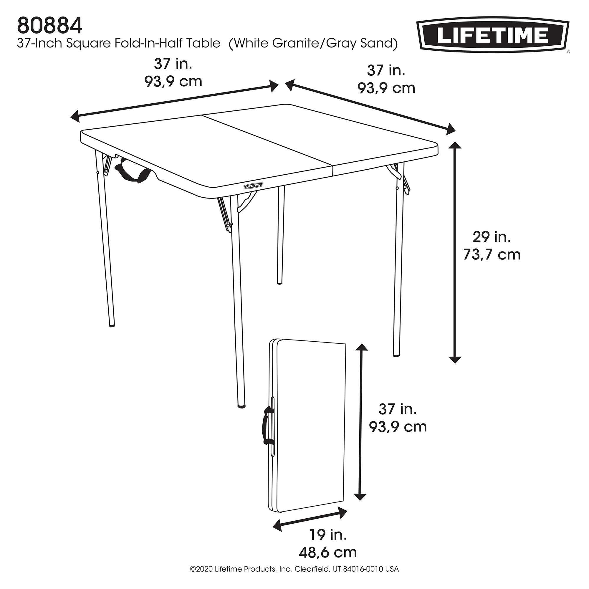 Snapklik.com : Lifetime 80884 37-Inch Square Fold-in-Half Table