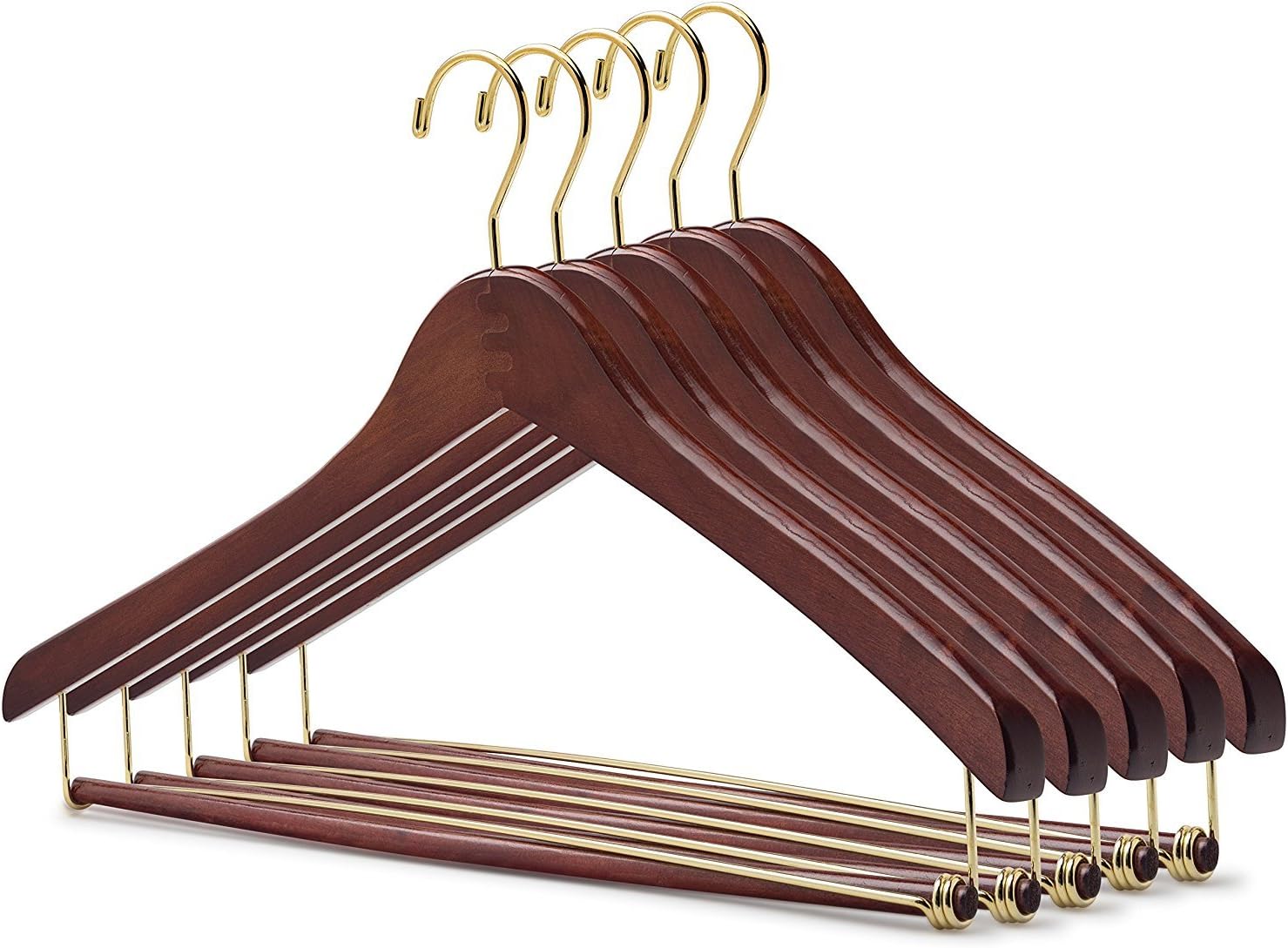 Amazon.com: Mahogany Wooden Suit/Coat Hanger With Locking Bar | CHROME ...