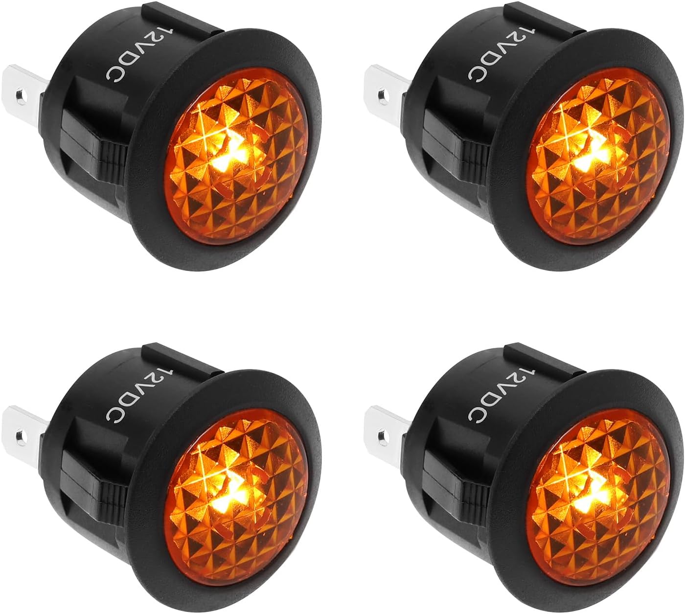 Micro Traders 4PCS Yellow LED Warning Light DC 12V 2 Pin Panel Mount ...