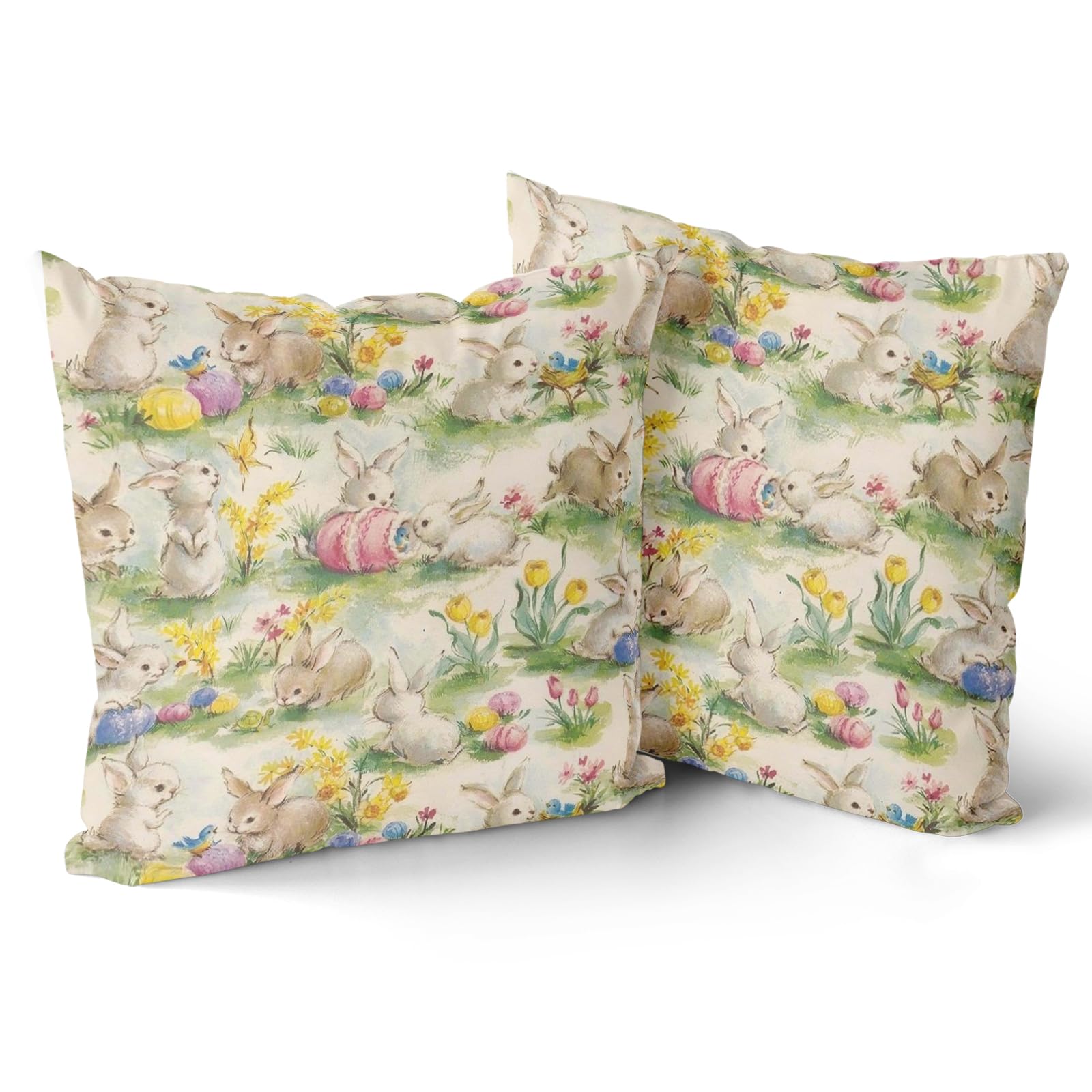 Amazon.com: Giwawa Easter Throw Pillow Covers Set of 2 Vintage Bunny ...