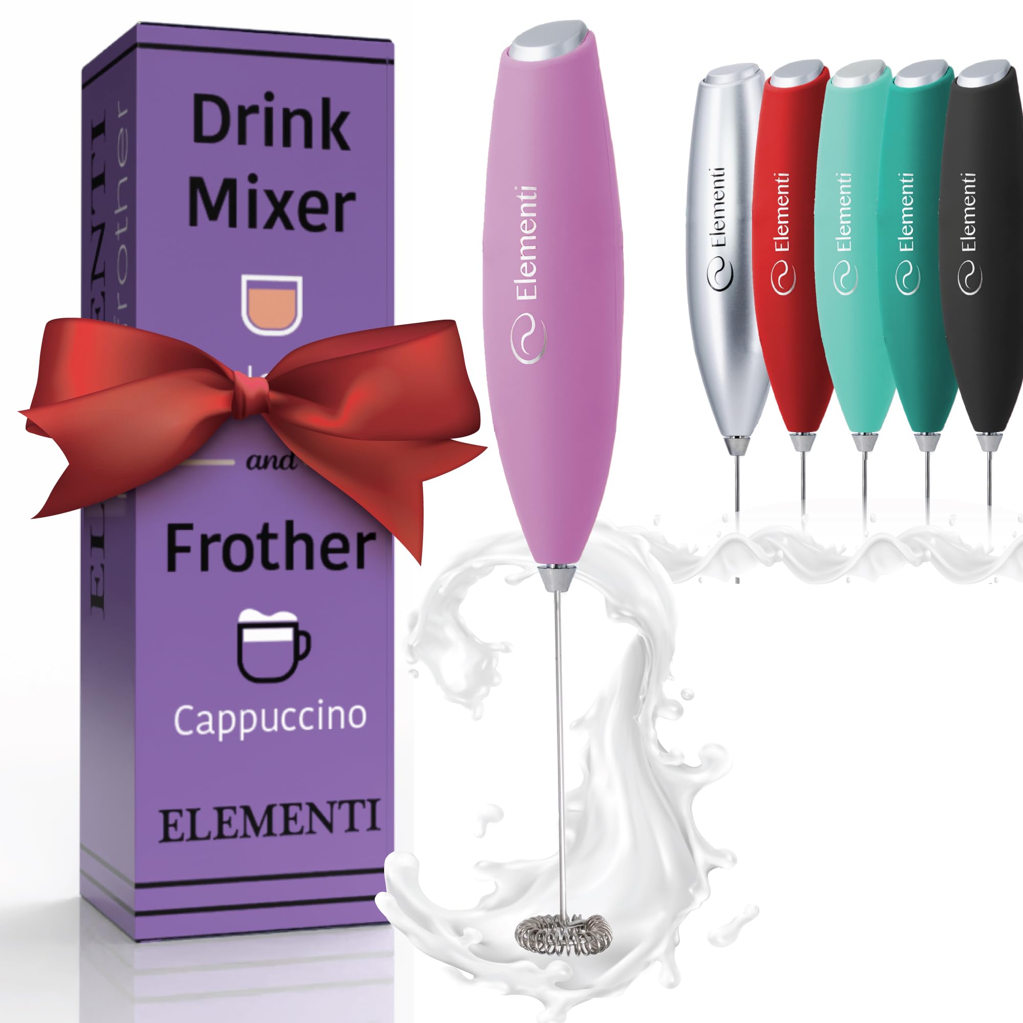Amazon.com: Elementi Milk Frother Wand & Drink Mixer, Mini Whisk, Milk ...