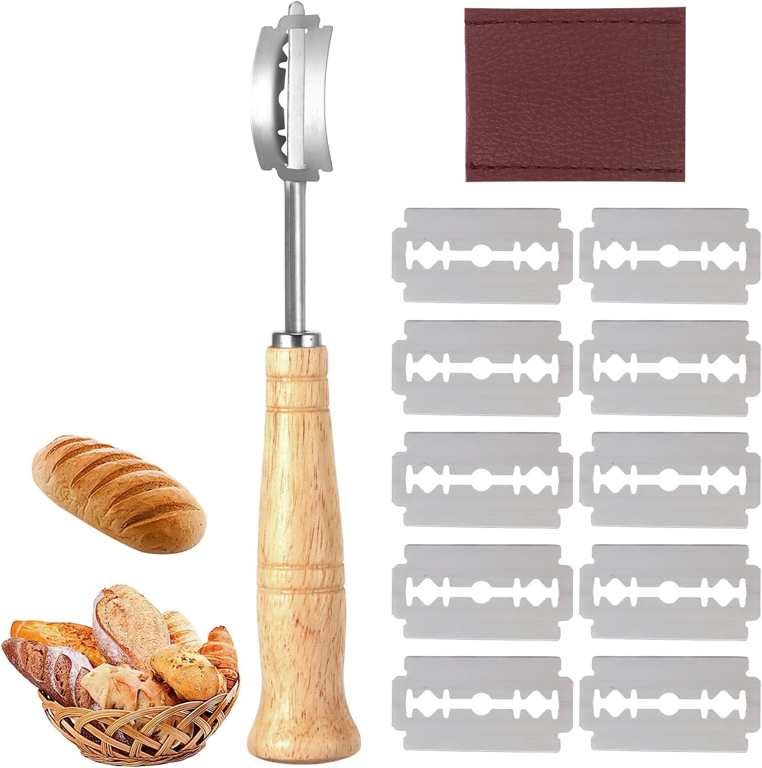 NUDFSY 7 Pcs Bread Lame, Bread Bakers Lame Slashing Tool,Wood Handle ...