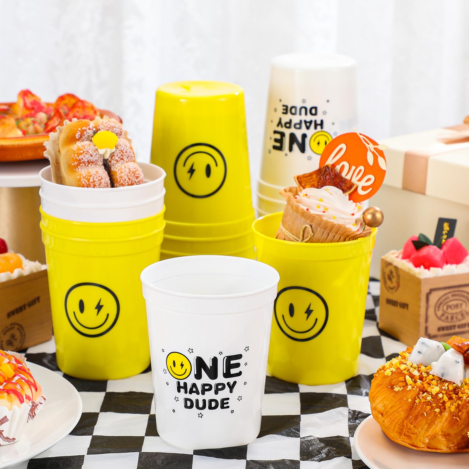Snapklik.com : 24 Pcs One Happy Dude 16 Oz Plastic Cups Reusable Drink ...