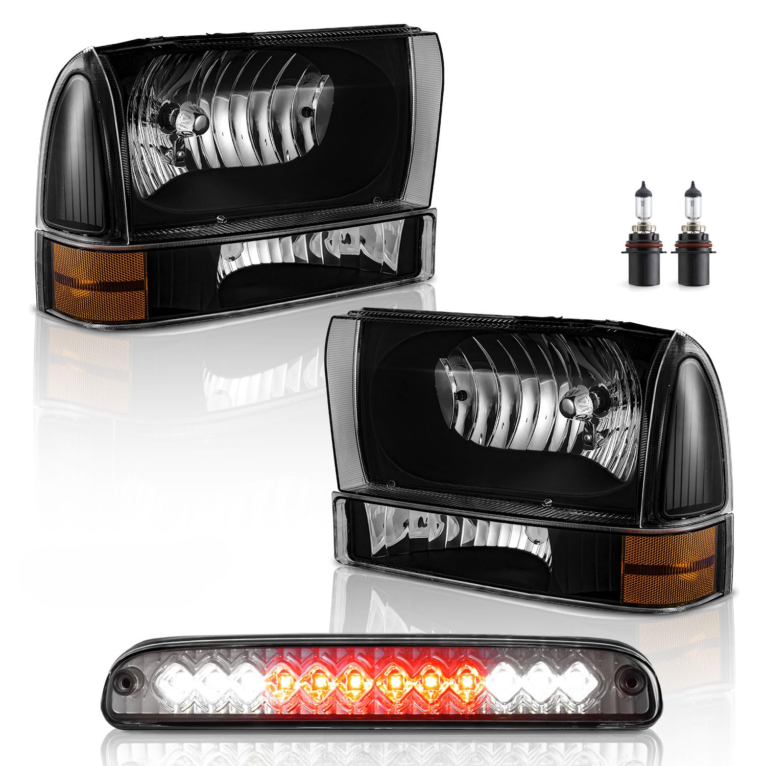Amazon.com: WEELMOTO Headlights Assembly W/Bulbs for 99-04 Ford Super ...