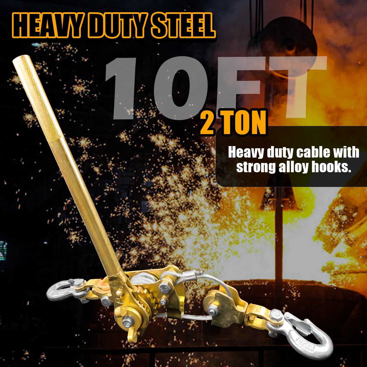 Snapklik.com : FITHOIST Come Along 2 Ton Enhanced 10FT Cable Winch ...