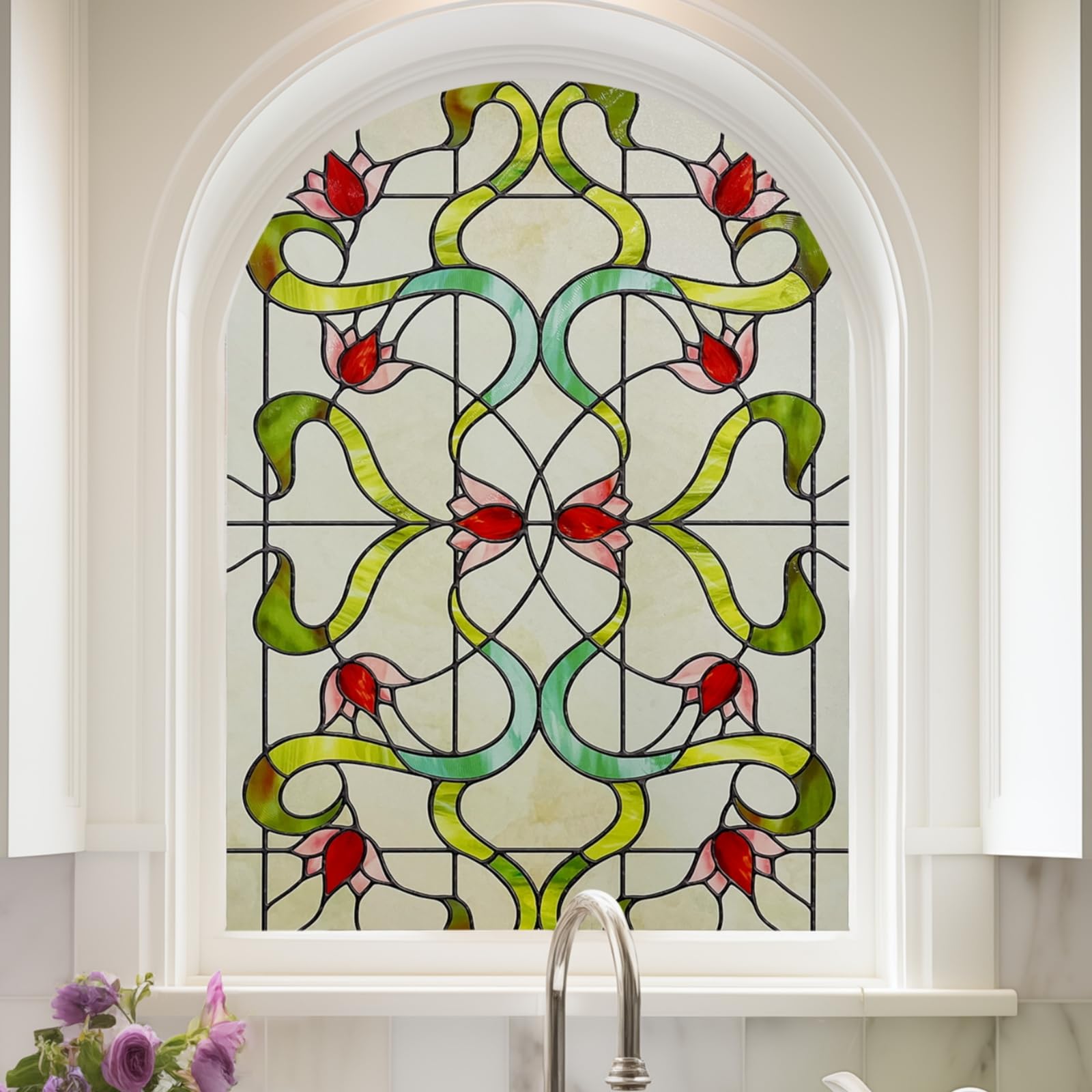 Amazon.com: 3D Stained Glass Window Film, Decorative Window Privacy ...