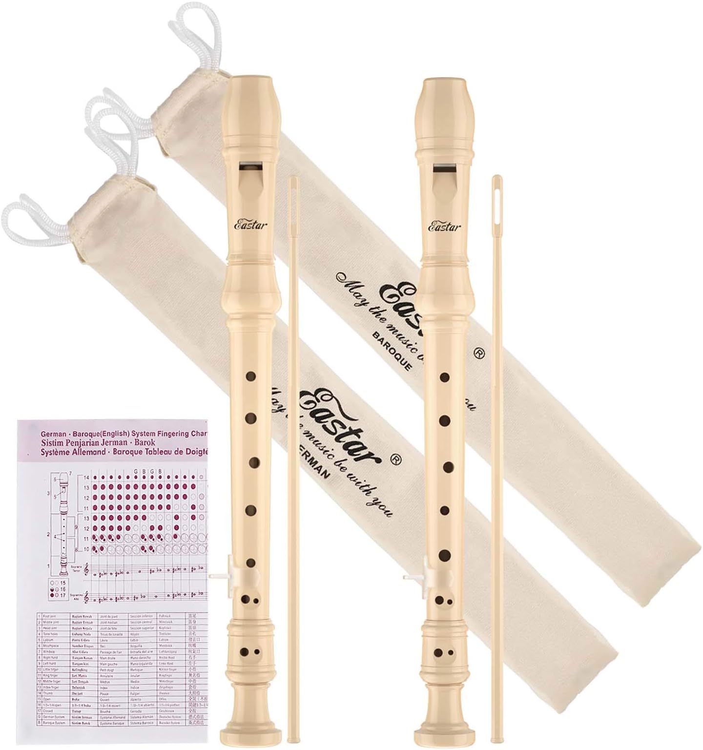 Amazon.com: Eastar Soprano Recorder Set of 2, Baroque German Fingering ...
