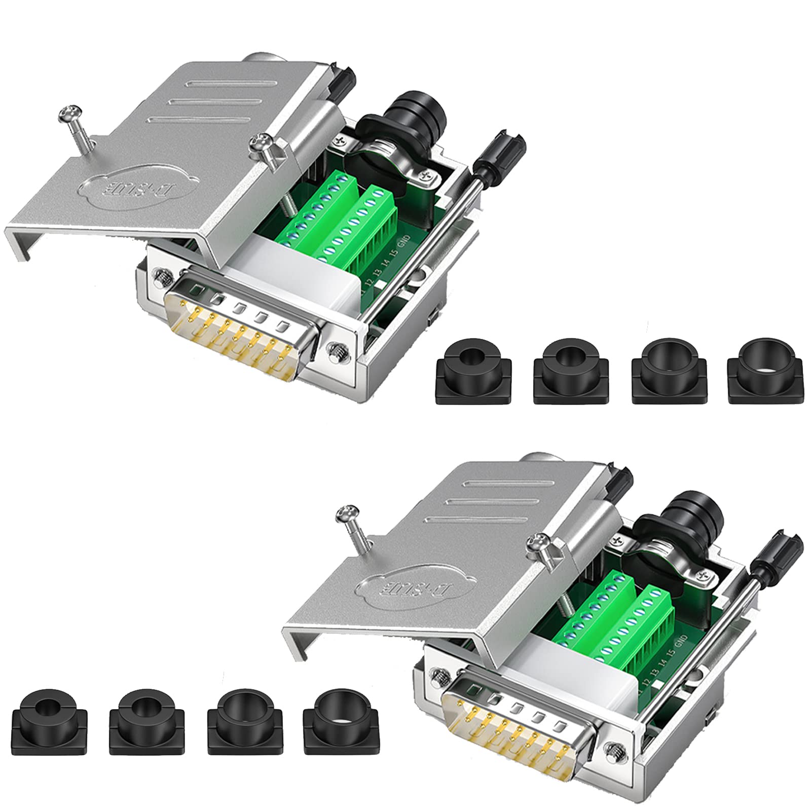 Buy Jienk 2 Packs Solderless Metal Case DB15 Male Breakout Board ...