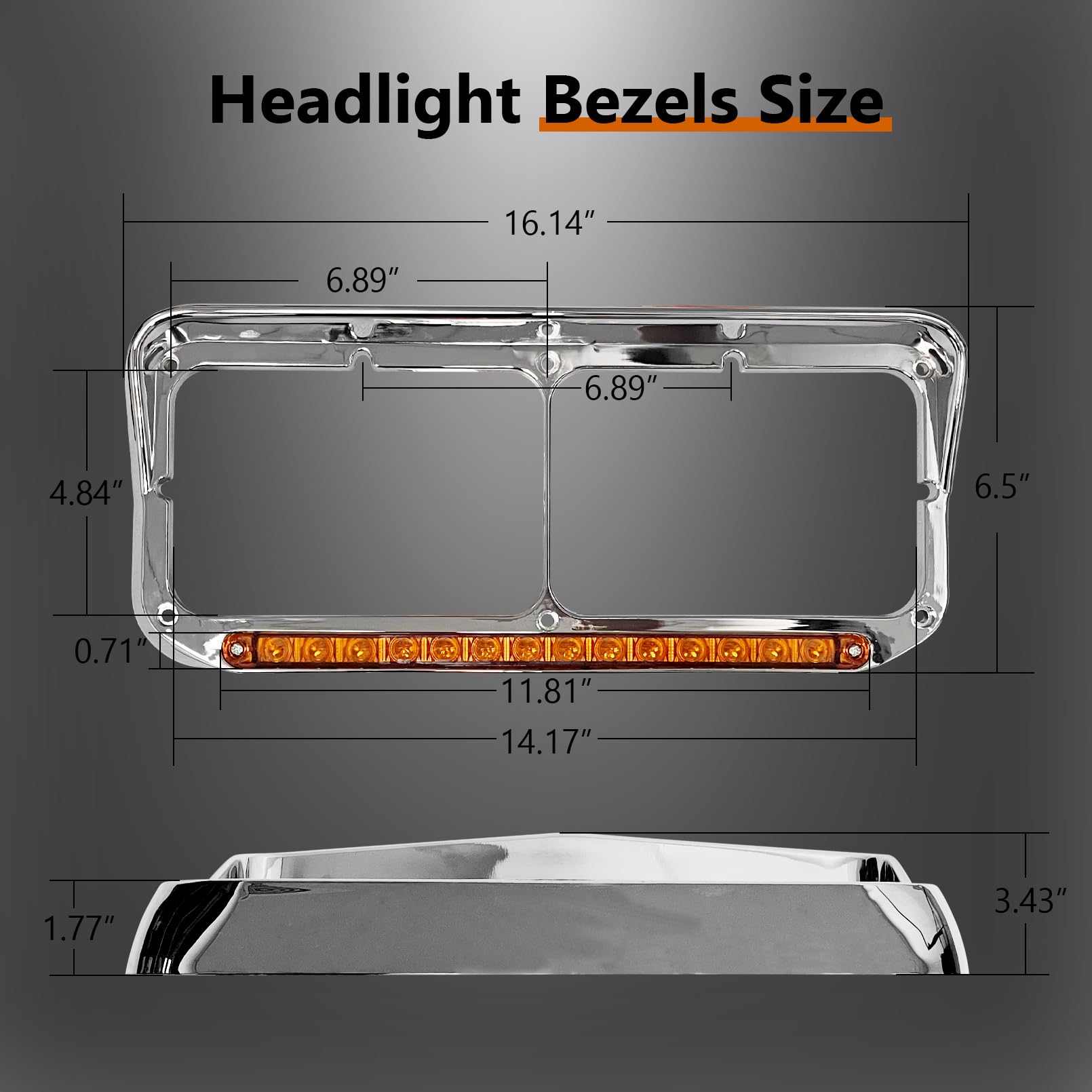 Snapklik.com : Grandroad Auto Headlight Bezels Chrome w/Visor 12" LED ...