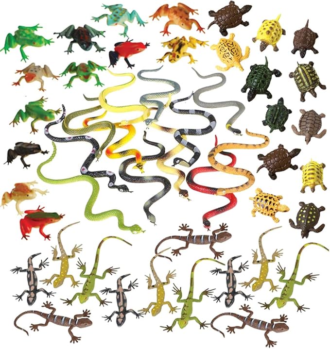 Amazon.com: 48 Piece Frogs, Turtles, Snakes and Lizards Toy Animal ...