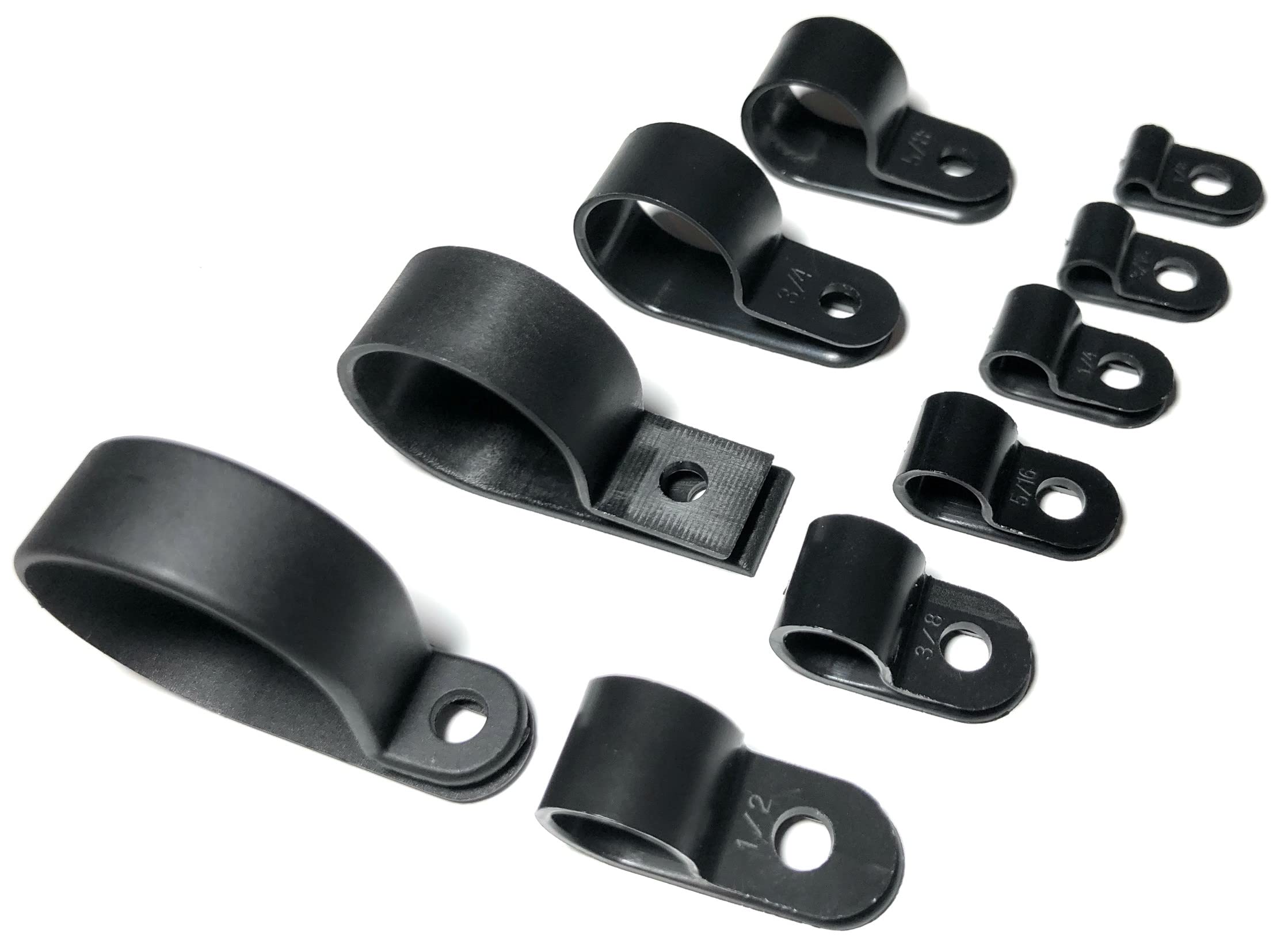 Black Plastic R Type Clip Clamp for Conduit, Cable, Hose, Pipe. Screw ...