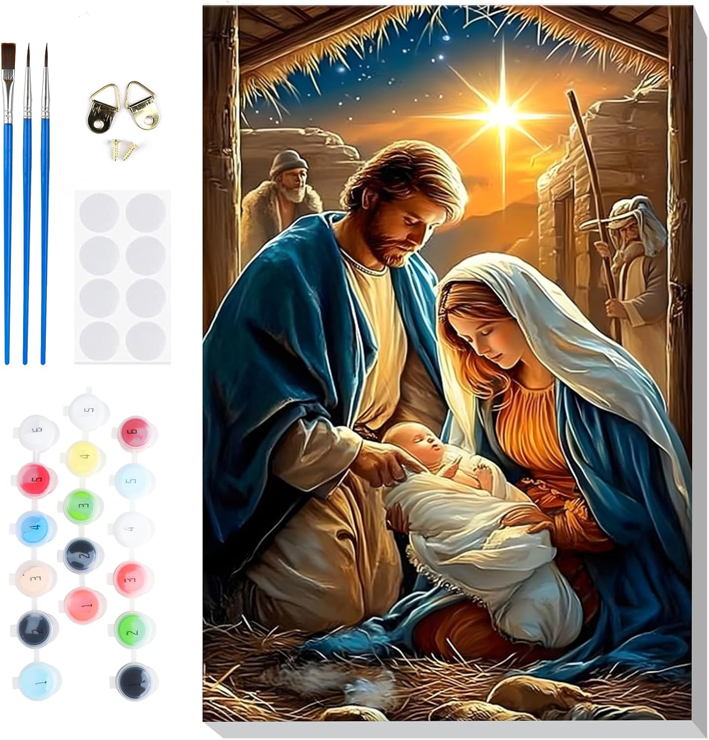 Amazon.com: Bowetile Nativity Scene Paint by Numbers for Adults ...