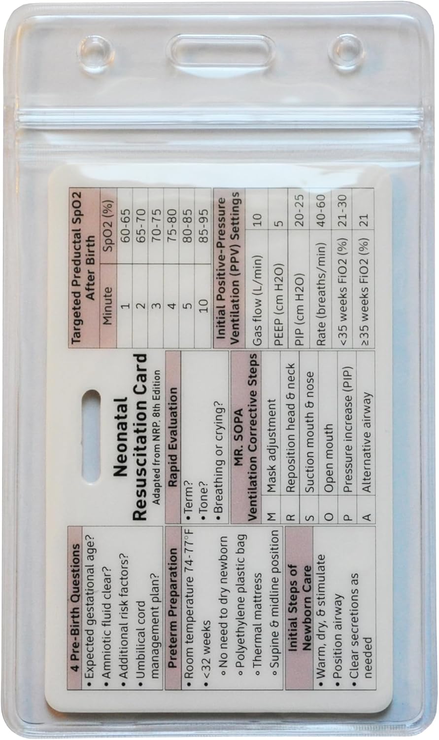 Amazon.com : Neonatal Resuscitation Card for NICU Healthcare ...