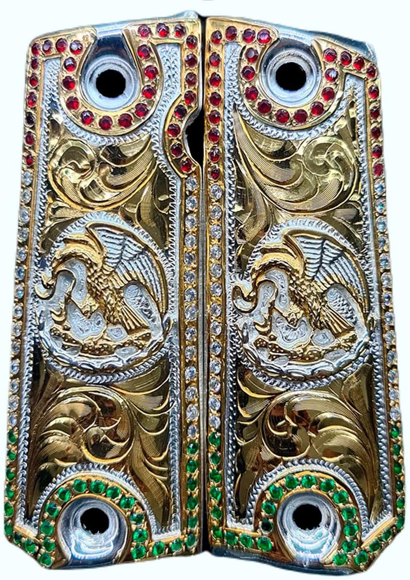 Amazon.com : Grips for Colt 1911 Gun Mexican Eagle Model with 24K Gold ...