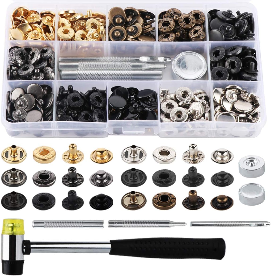 ilauke 120 Sets Snap Fasteners, Metal Snaps Button Canvas Snaps Kit ...