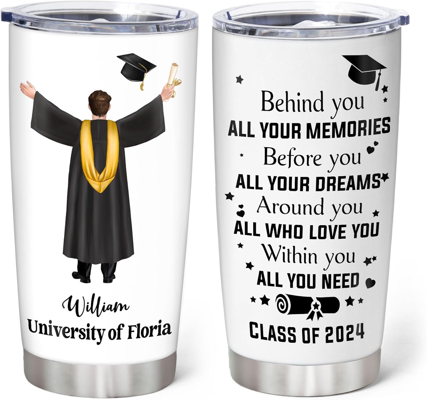 Amazon.com | Hyturtle Personalized Graduation Tumbler Behind All Your ...
