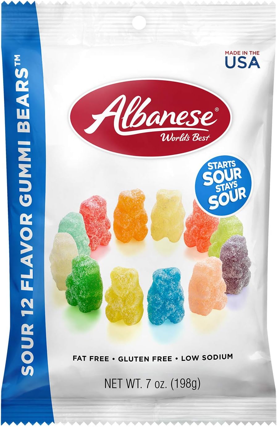 Amazon.com : Albanese World's Best Sour 12 Flavor Gummi Bears, 7oz Bag of Candy (Pack of 12 ...