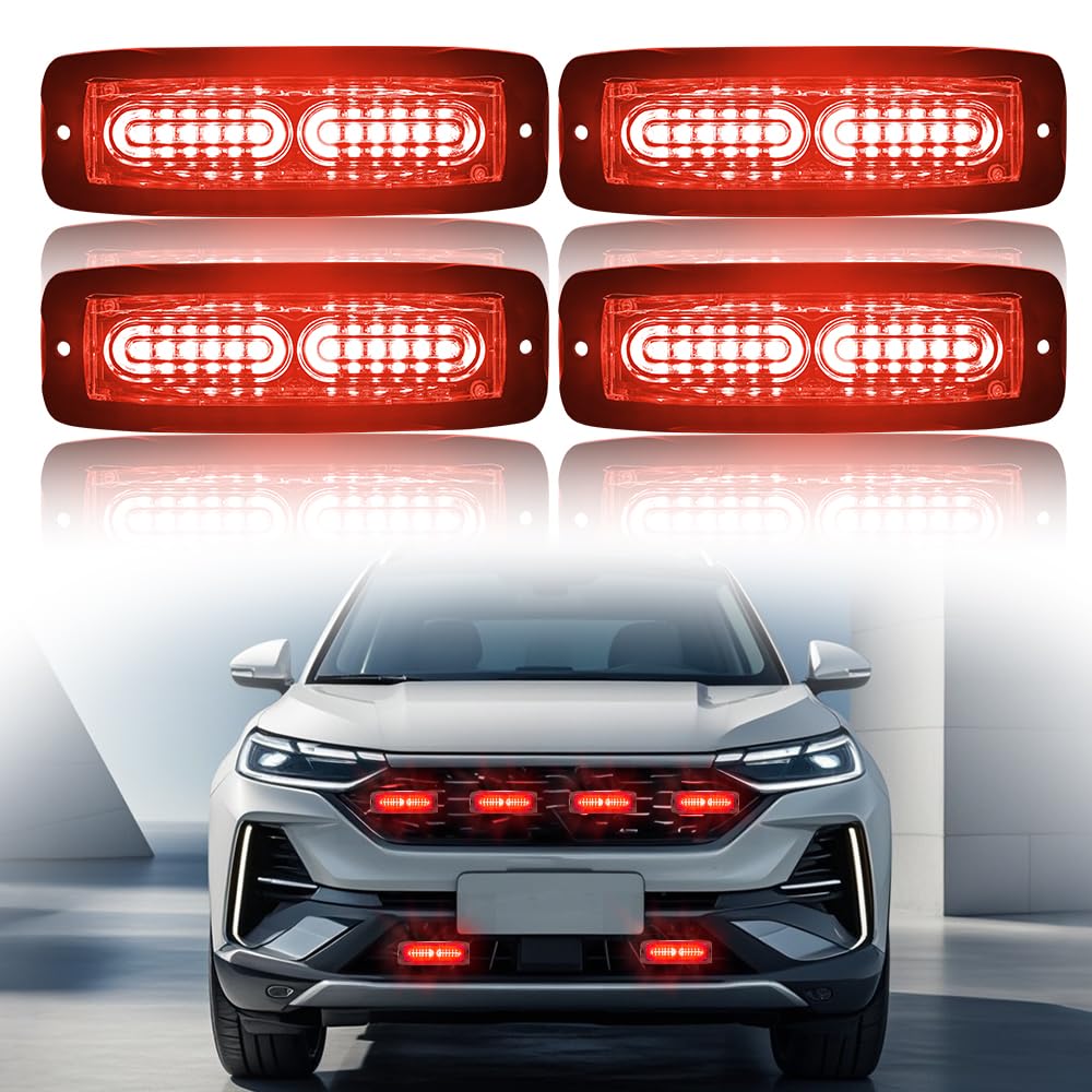 Amazon.com: Nrgedzam 4PCS 12-LED Red Strobe Lights, LED Emergency ...