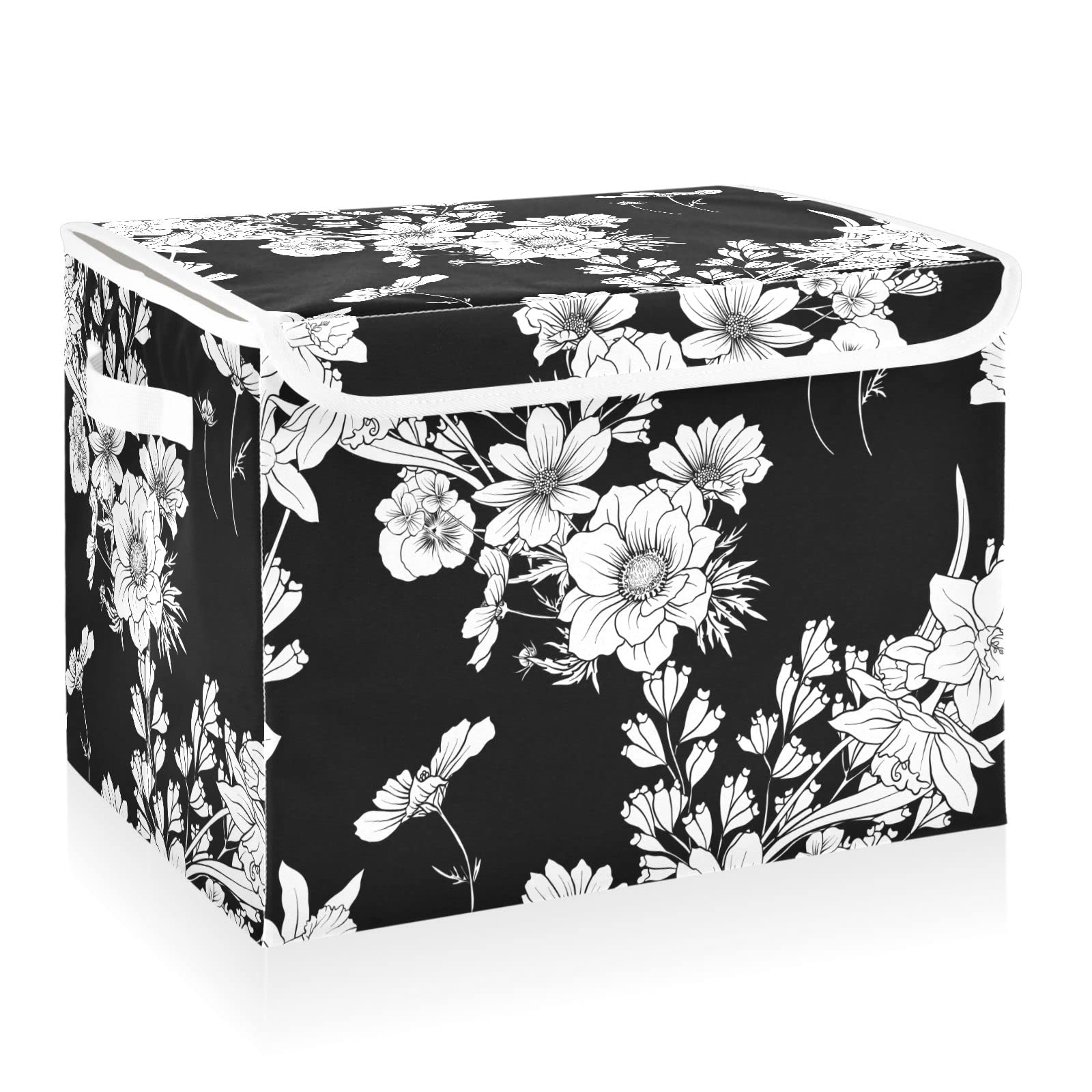 Amazon.com: CaTaKu Large Fabric Storage Bins With Lids,Black and White ...