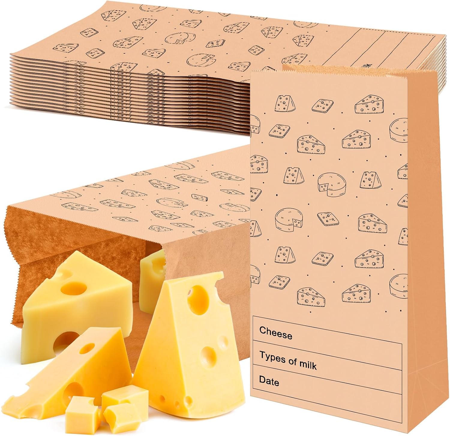 Amazon.com: MotiMind 15 Count Cheese Storage Bags for Refrigerator 10.6 ...