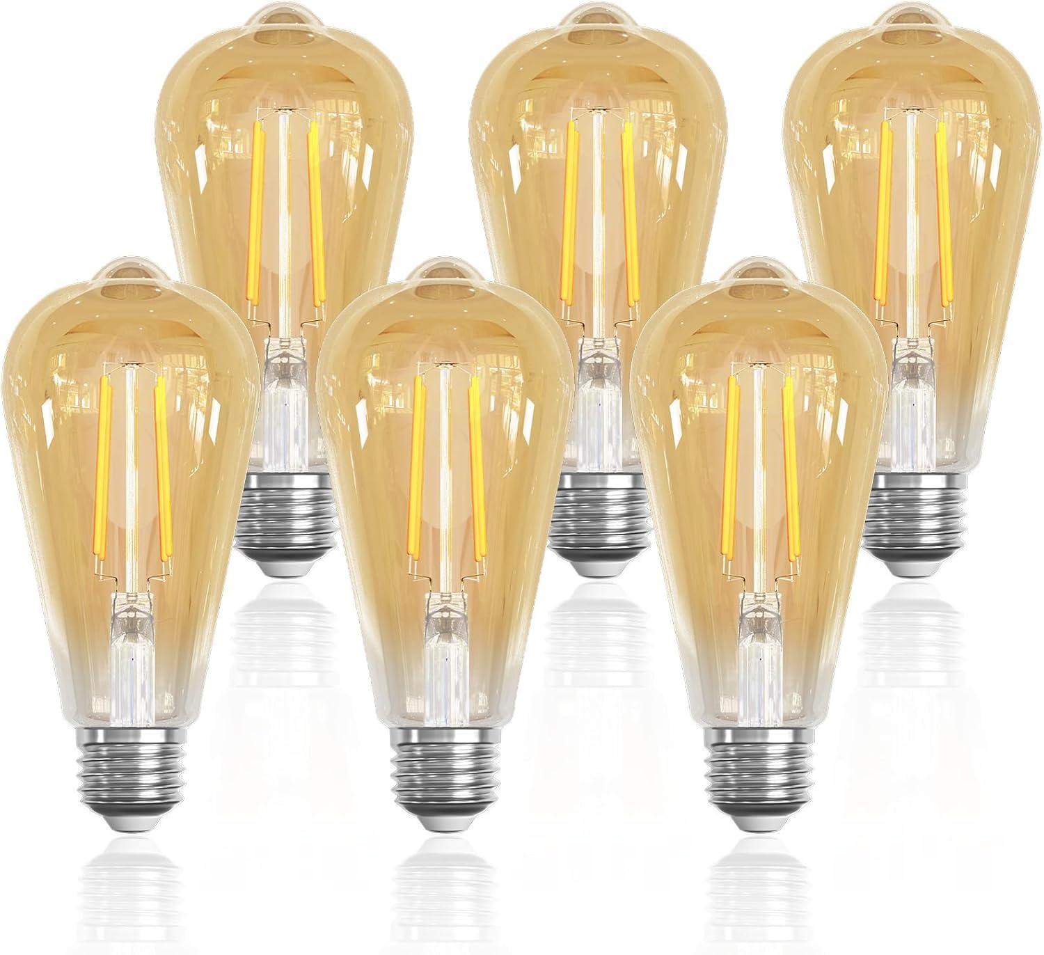 LUTW E27 Vintage Light Bulbs, 6W ST64 E27 Edison Screw Bulb 60W ...