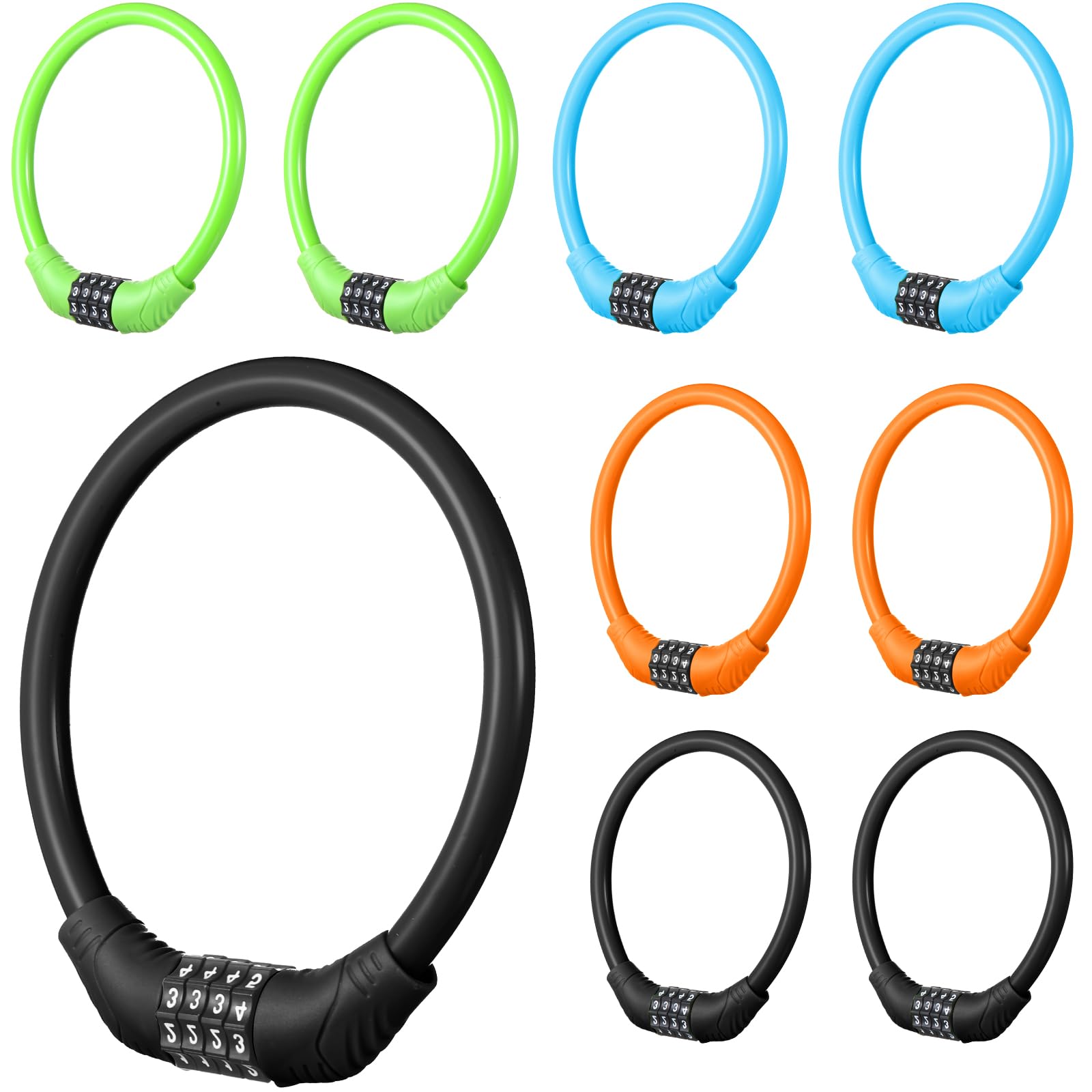 Amazon.com: Hoteam 8 Pieces Bike Lock 4 Feet Long Coiled Cable Lock ...