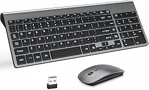 Wireless Keyboard and Mouse with Mouse Pad Ultra Slim Combo, MOOJAY 2 ...