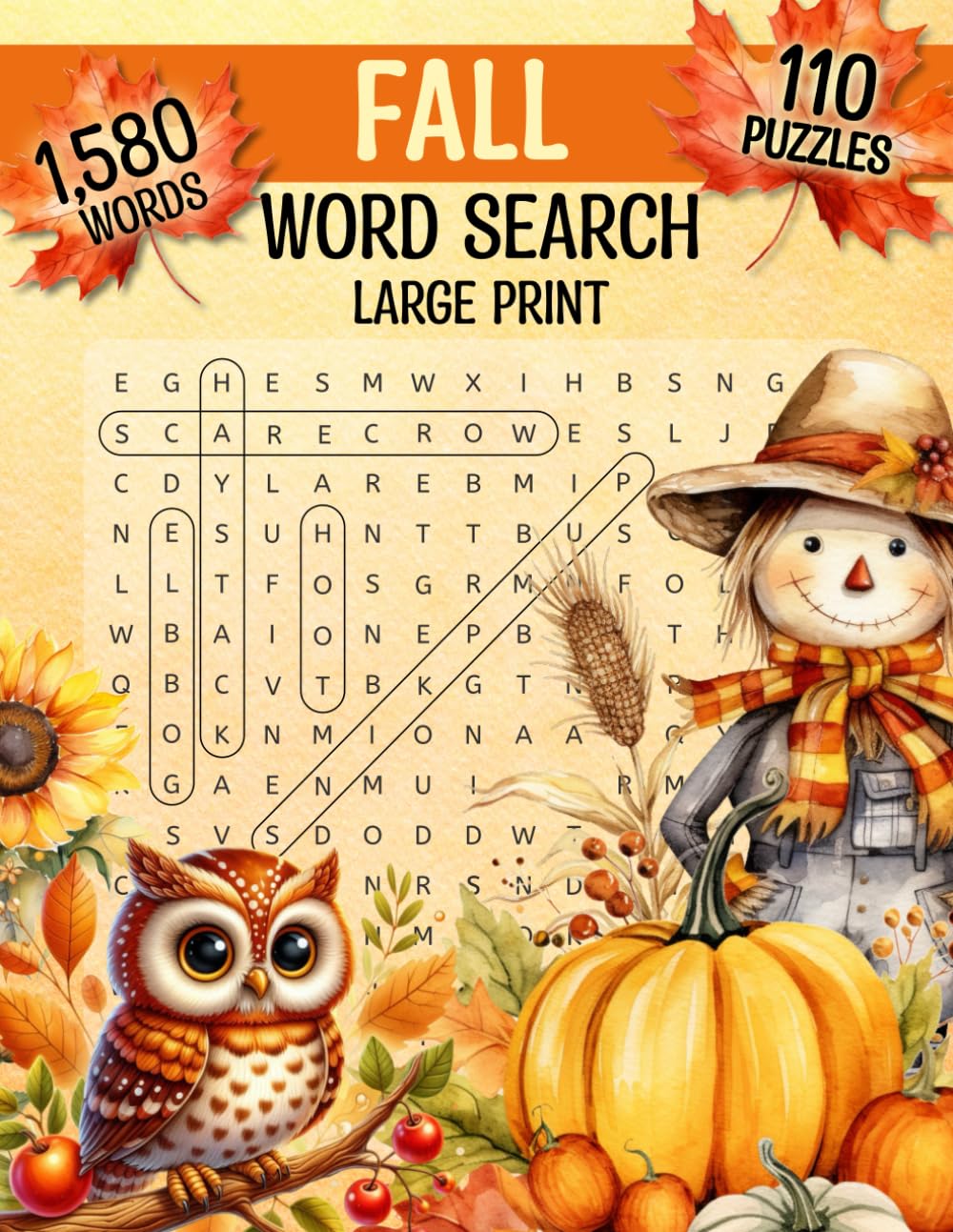 Amazon.com: Fall Word Search: Large Print, 110 Autumn Themed Word Find ...