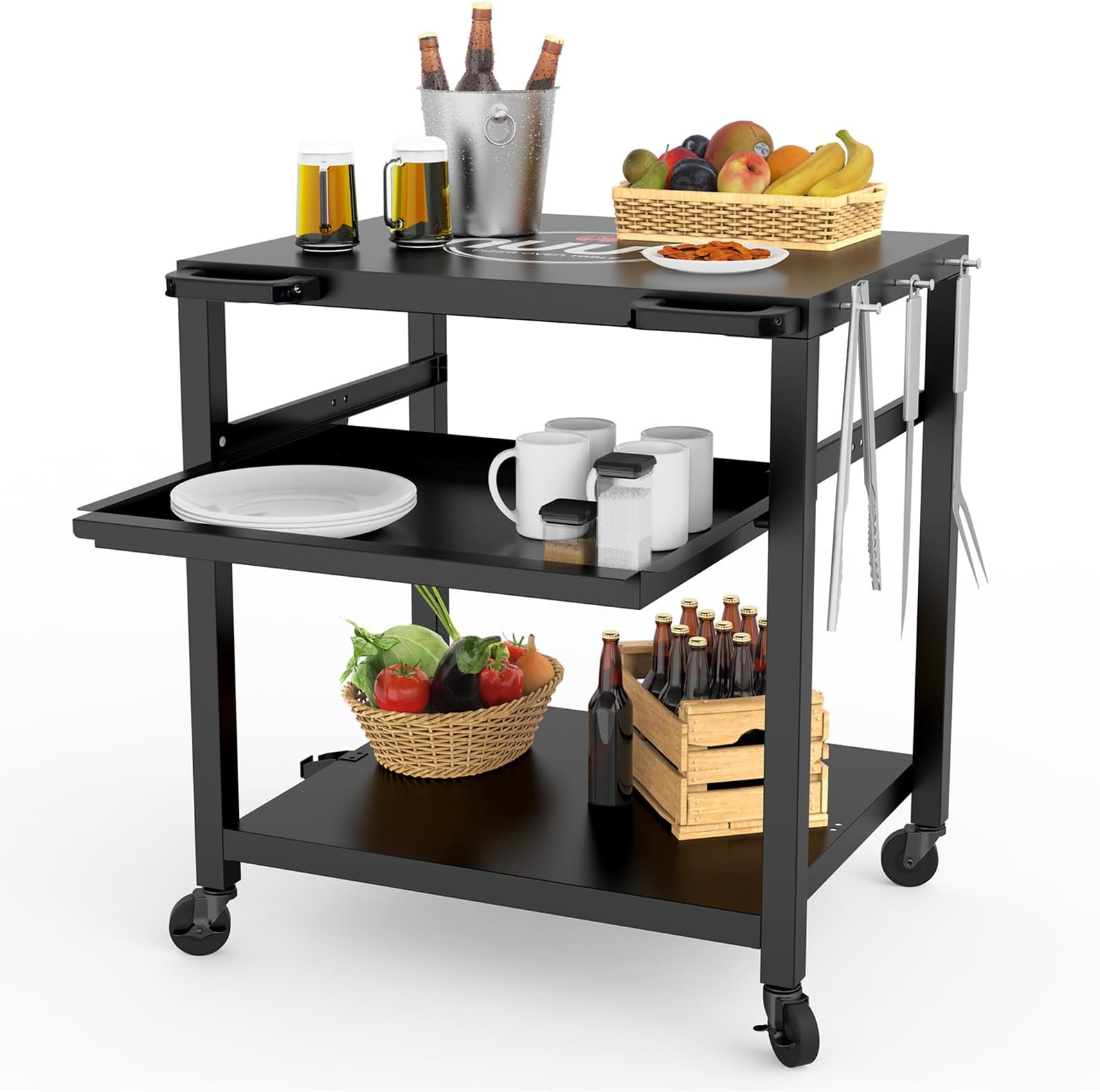 Amazon.com: NUUK Outdoor Grill Prep Table 24"x30" Metal Grill Cart ...