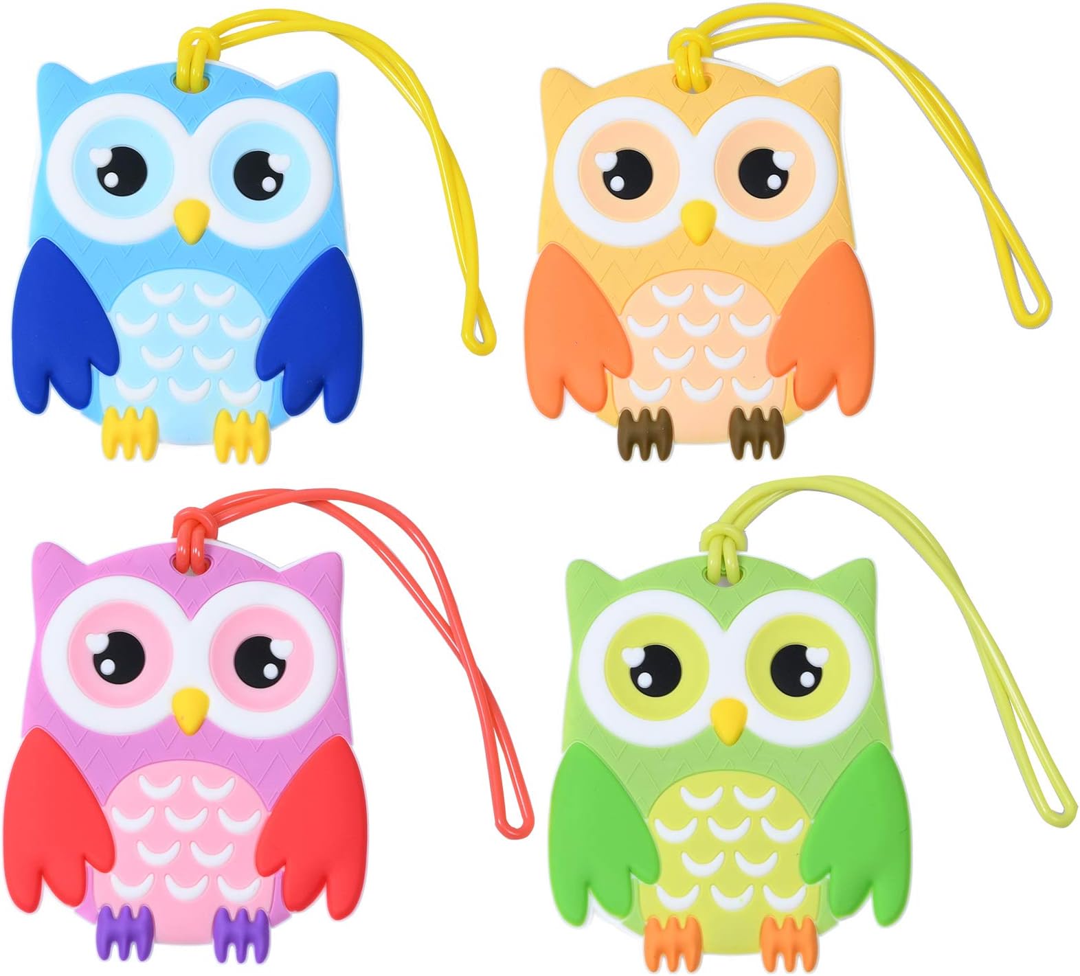 Amazon.com: Colorful Unique Owl Luggage or Backpack ID Tags (Set of 4 ...
