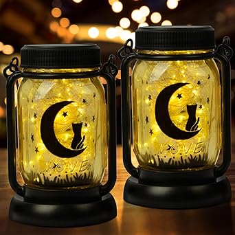 Amazon.com: Cat Solar Lanterns Outdoor, 30 Led Fairy Lights for Mason ...